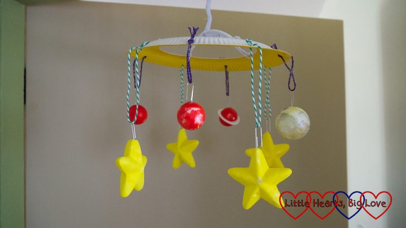 Crafting with kids: a simple space-themed mobile - Little Hearts, Big Love