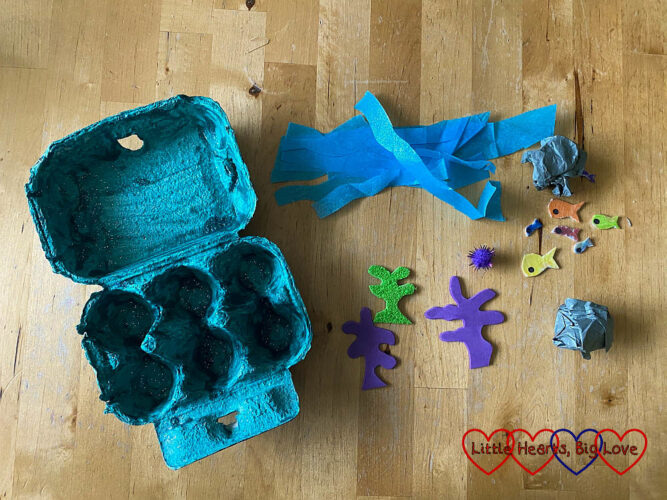 Crafting with kids: making an ocean in an eggbox with peg doll mermaids ...